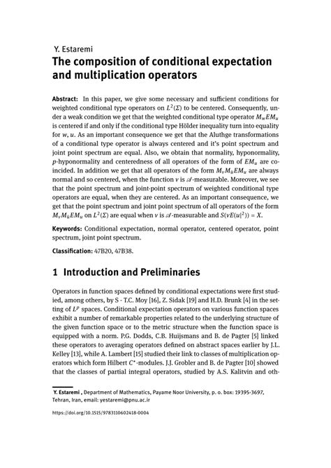 Pdf The Composition Of Conditional Expectation And Multiplication Operators
