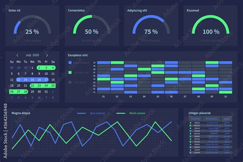 Dashboard With Infographic Elements Charts Diagrams Processes