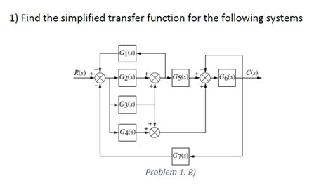 solved 1 find the simplified transfer function for the