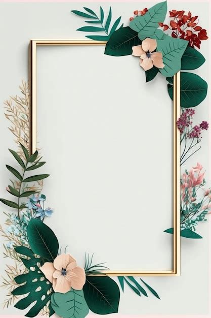 Premium Ai Image Save The Date Frame Of Flowers Middle Empty Copy Space