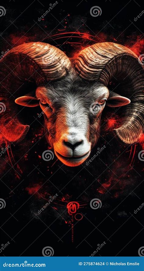 Aries Ram Smartphone Wallpaper Background Ai Generated Stock
