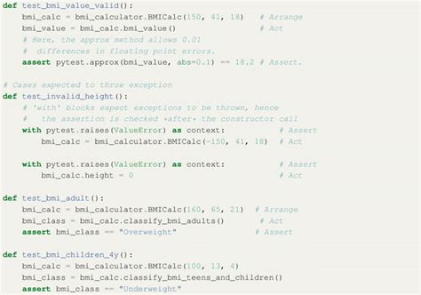 examples of test methods for the bmicalc class using the pytest framework download scientific