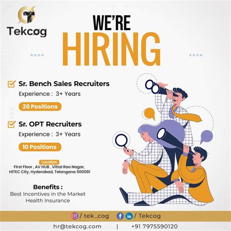 Pravalika Reddy On Linkedin Tekcog Is Hiring For The Below Given Positions 1 Senior Bench Sales