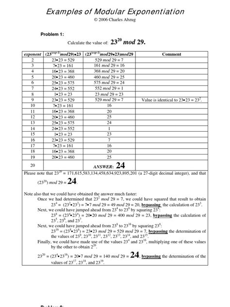 Modular Exponentiation Pdf Exponentiation Exponential Function