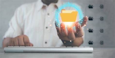 Staff Working With Document Management System Dms Corporate Business Technology Stock Image