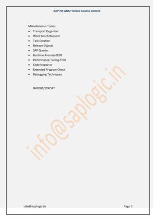 Sap Hr Abap Course Content PDF