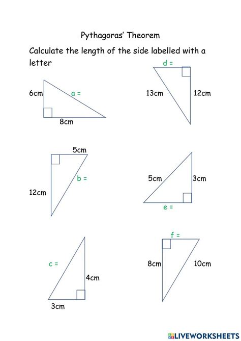 Pythagoras Theorem Altrotman Live Worksheets Worksheets Library