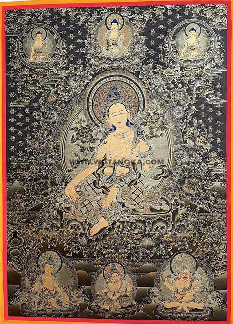 热贡 东智加·画院：黑金唐卡 绿度母（8060cm左右） 沃唐卡