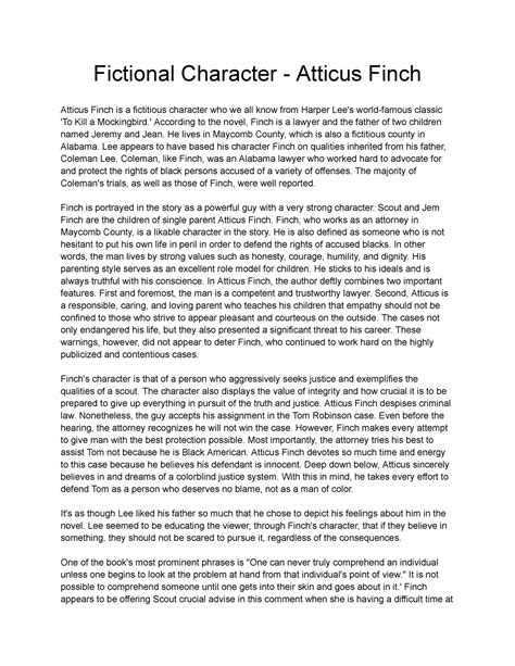 Fictional Character Atticus Finch Fictional Character Atticus Finch Atticus Finch Is A