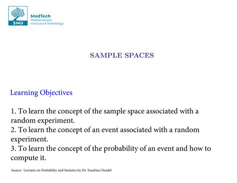 Sample Space S CALCULUS AND PROBA To Learn The Concept Of The Sample Space Associated