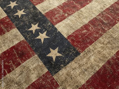 Patriotic American Flag Stripes Fabric Background Texture With Vintage