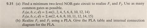 solved 9 31 a find a minimum two level nor gate circuit to