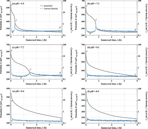 real time current and potential plots from the γ n phase layer in