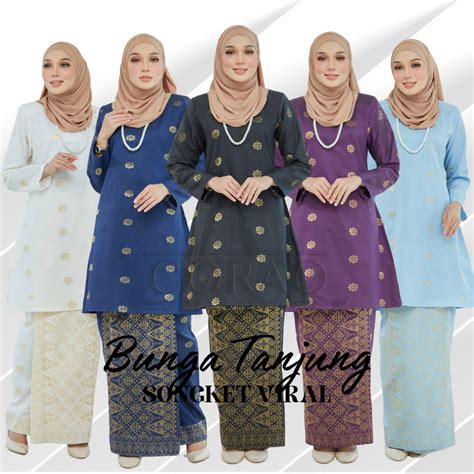 Baju Kurung Riau Songket Woven Bunga Tanjung Gold By Coraq Exclusive