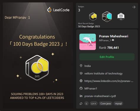 pranav m on linkedin 100daysofcode leetcode codingjourney continuouslearning