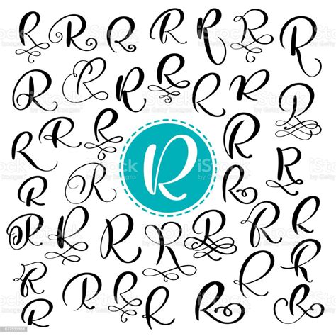 편지 R 손으로 그린 벡터 번 창 서 예를 설정 합니다 스크립트 글꼴입니다 잉크와 함께 작성 하는 고립 된 편지 필기 브러쉬 스타일입니다 로고 포장 디자인 포스터에 대 한