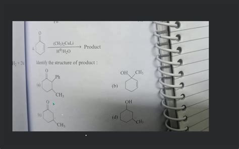 H₂ 2 Ch3 2culi → Product H H₂o Identify The Structure Of Product A 0