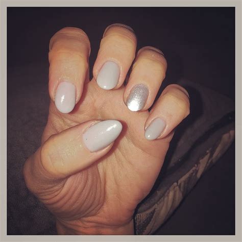 Grey And Silver Almond Nails Light Gray Almond Nails Silver Prom