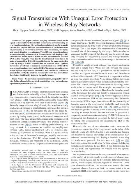 Pdf Signal Transmission With Unequal Error Protection In Wireless Relay Networks