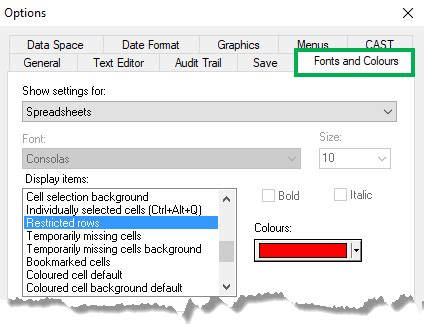 Setting The Default Colour Of Restricted Rows Genstat V