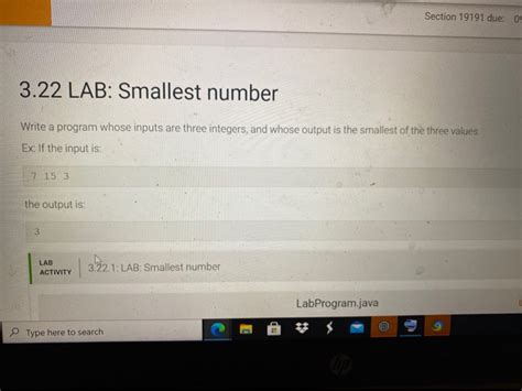 solved section 19191 due 09 3 22 lab smallest number write