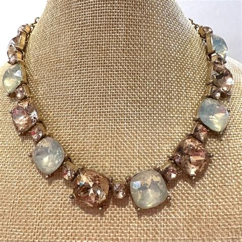 Plunder Jewelry Plunder Statement Necklace Gold Tone W Peachy Pink