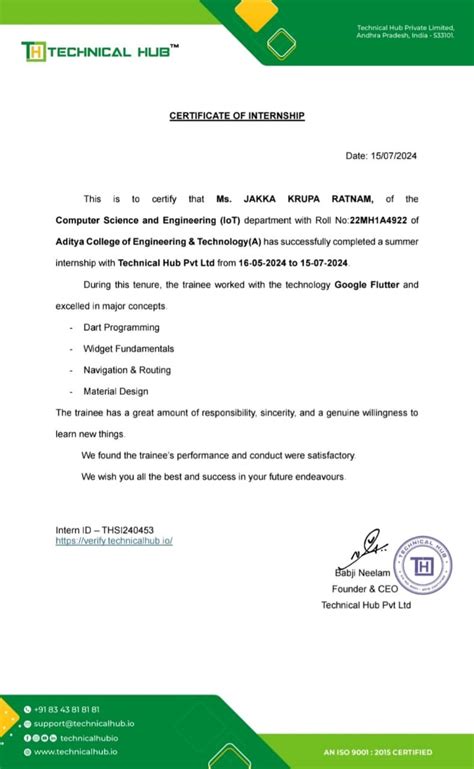 Jakka Krupa Ratnam On Linkedin Internship Flutter Appdevelopment Gratitude Learning