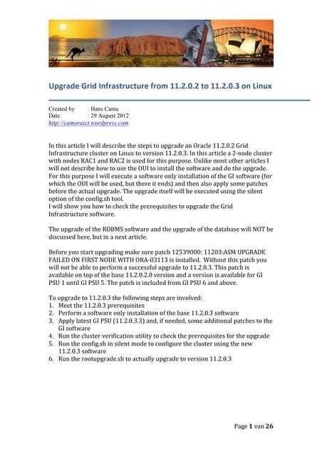 Upgrade Grid Infrastructure From 11 2 0 2 To 11 2 0 3 On Linux Pdf