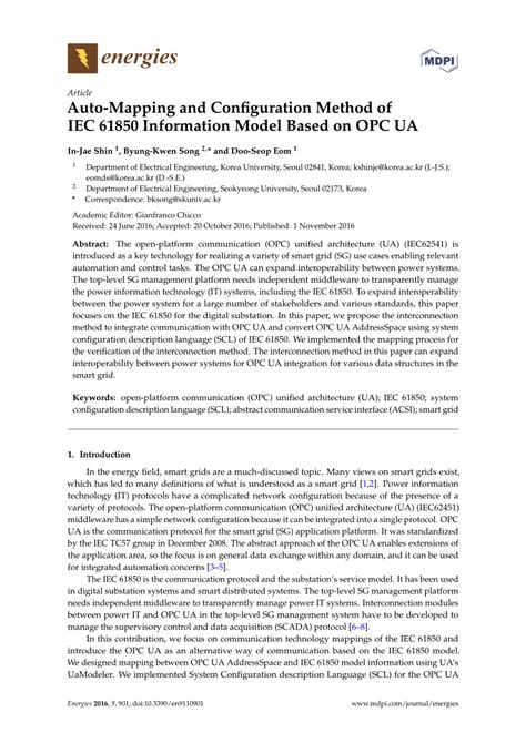 Pdf Auto Mapping And Configuration Method Of Iec 61850 Information