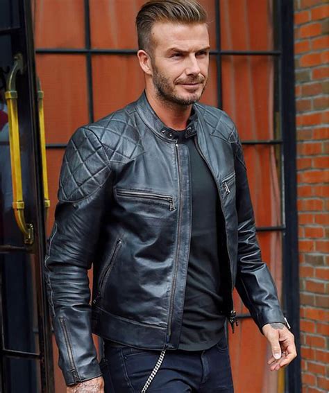 David Beckham Black Motorcycle Leather Jacket