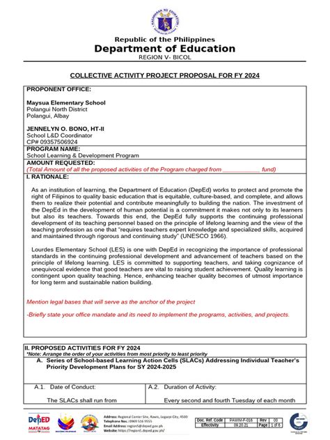 Proposed Proj Activity Proposal Template Fy2024 Pdf