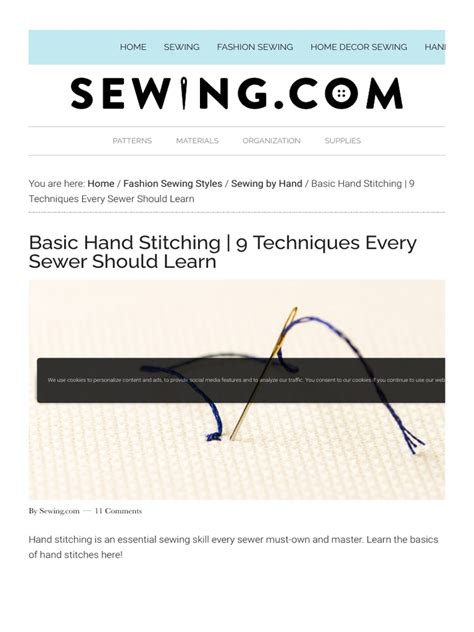 Basic Hand Stitching 9 Techniques Every Sewer Should Learn Pdf Sewing Seam Sewing