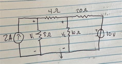Solved Node Voltage Method To Find V1 And V2 Chegg