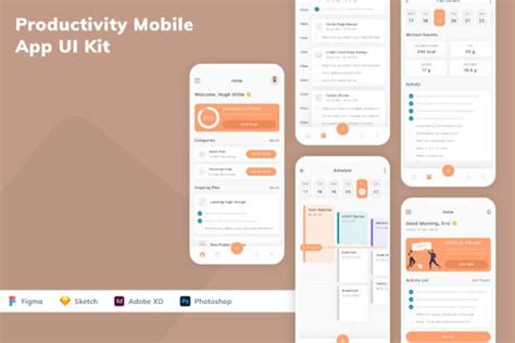 Productivity Mobile App Ui Kit Graphic By Betush · Creative Fabrica
