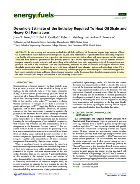 Pdf Downhole Estimate Of The Enthalpy Required To Heat Oil Shale And