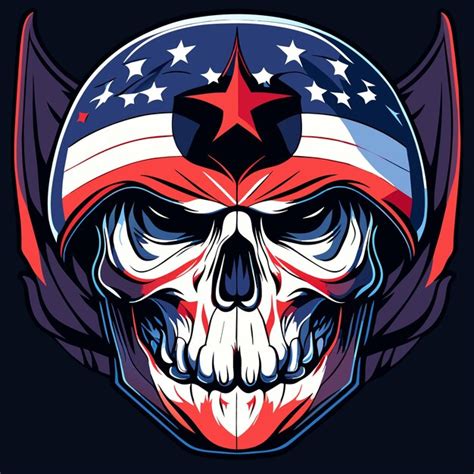 Premium Vector Detailed Patriotic Skull Head Art American Flag