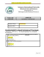 Chemistry Midterm Sample Solution General Chemistry MCQs Course Hero