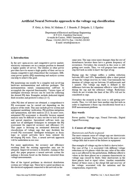 Artificial Neural Networks Approach To The Voltage Sag Classification