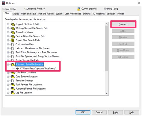 CAD Options Settings