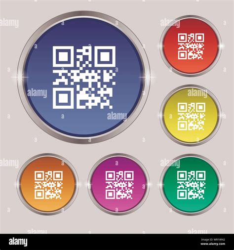 Qr Code Icon Sign Round Symbol On Bright Colourful Buttons Vector Stock Vector Image Art Alamy
