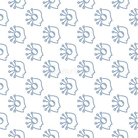 Ai Head Vector Artificial Intelligence Robot Line Seamless Pattern Stock Illustration