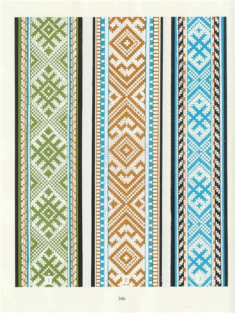 Lithuanian Traditional Sashes Patterns In Blue Green And Orange