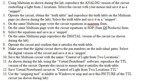 Solved Using Multisim As Shown During The Lab Reproduce Chegg Com
