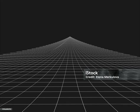 Wireframe Perspective Grid White Infinity Mesh On Black Background