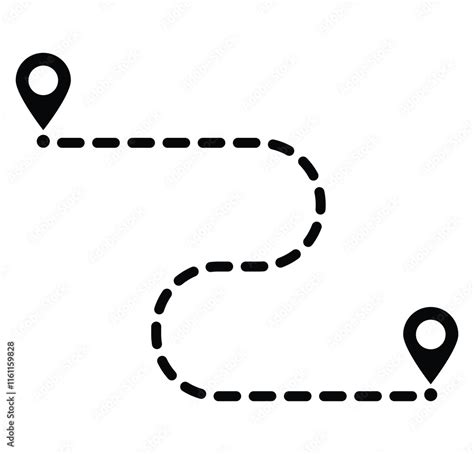 Route Icon Between Two Points Dot Line Path Route Travel Banner