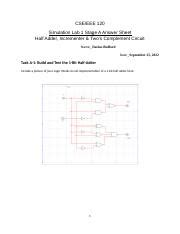 Sim Lab 1 Doc CSE EEE 120 Simulation Lab 1 Stage A Answer Sheet Half Adder Incrementer Two S