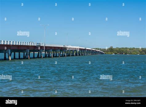 Bribie Island Bridge Crossing Pumicestone Passage Viewed From Sylvan