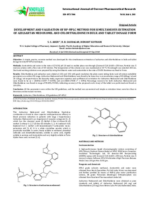 Pdf Development And Validation Of Rp Hplc Method For Simultaneous