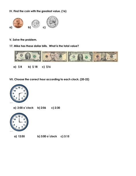 Math Exam Activity For 2 Live Worksheets