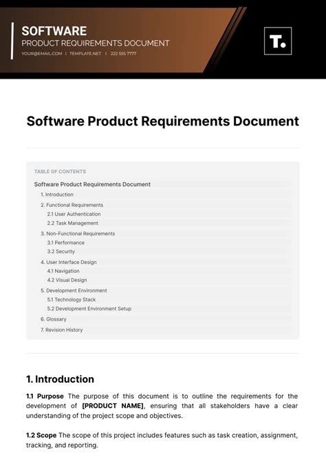 Software Product Requirements Document Template Edit Online And Download Example